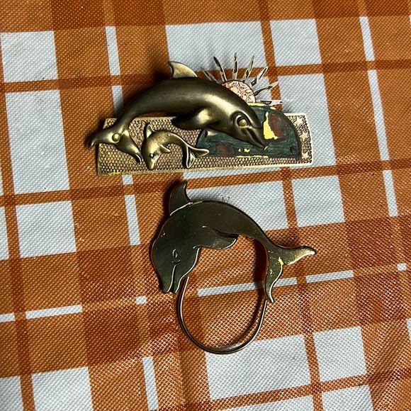 Accessories | Brass And Gold Dolphin Pins | Poshmark